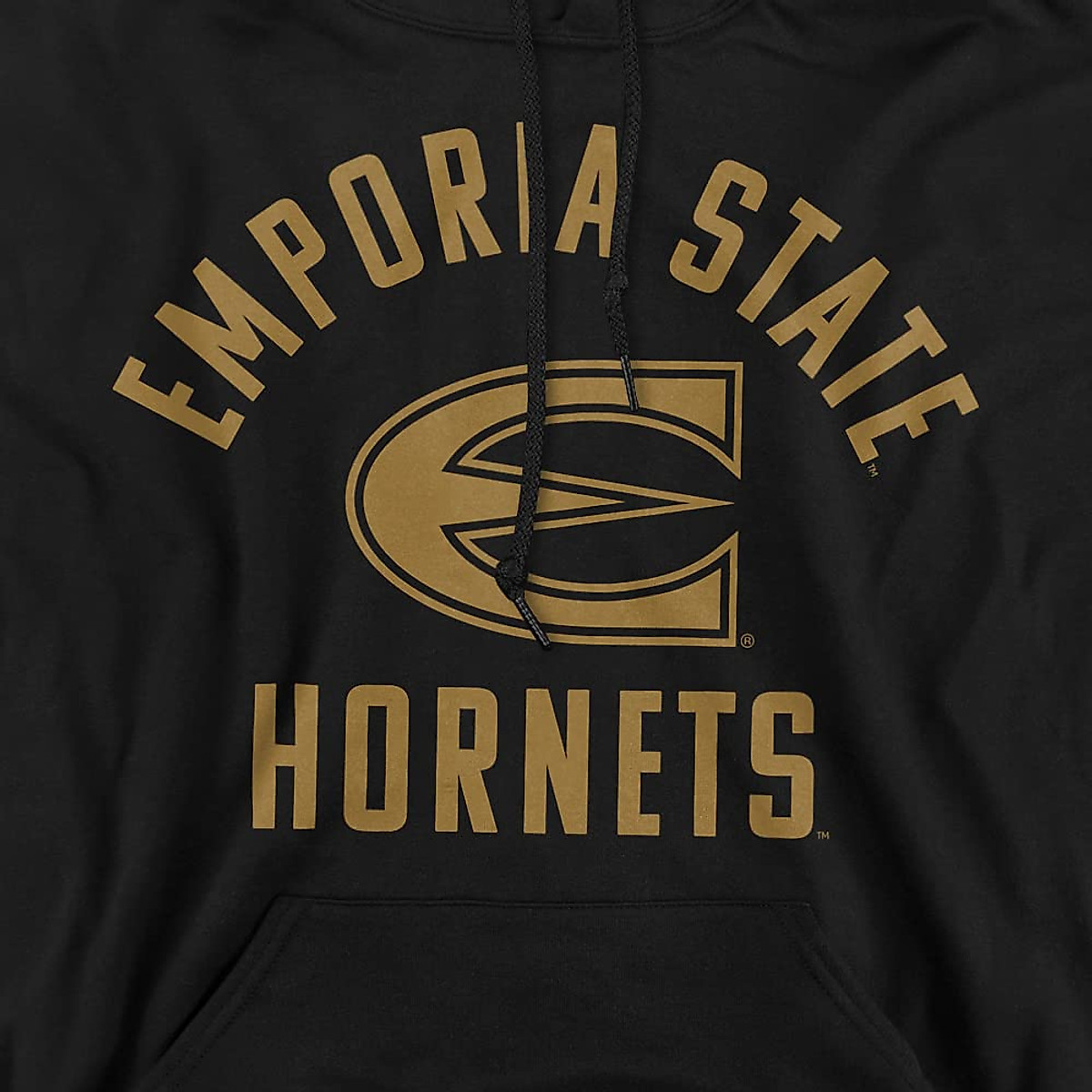 Emporia State University Official One Color Logo Unisex Adult Pull-Over Hoodie, Black, X-Large