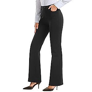 Stelle Women's Bootcut Dress Pants Business Casual 31" Stretchy Work Pants with Pockets Pull On Regular Slacks for Office (Black, Large)