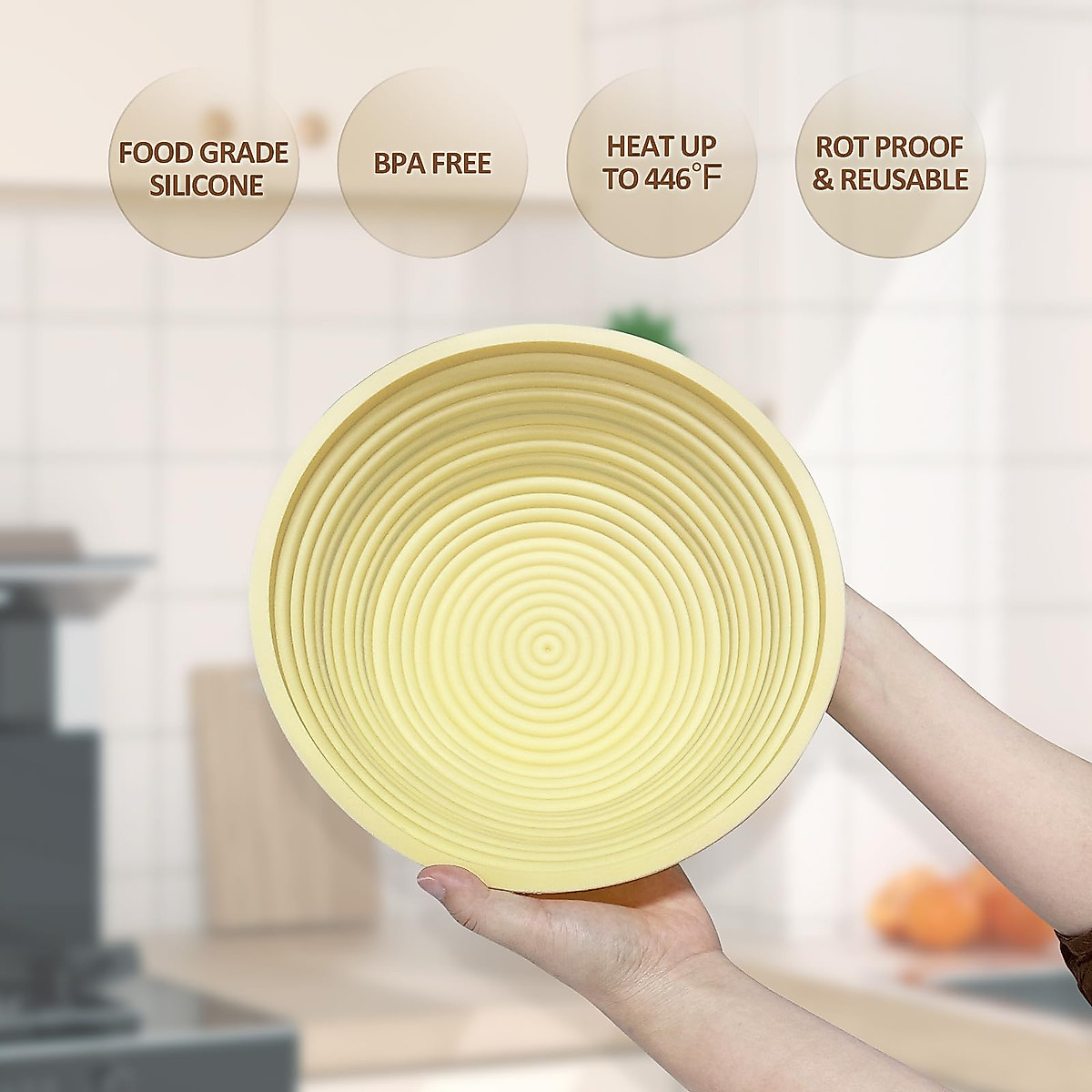 YCQQPRO Silicone Banneton Bread Proofing Basket for Sourdough, 9" & 10" Sourdough Bread Baking Supplies, Sourdough Starter Kit, Bread Making Supplies Tools, Bread Baskets Set (Round & Oval)