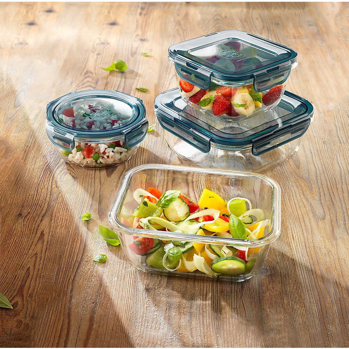 Bormioli Rocco Frigoverre Evolution Collection - 7 x 5.5 Inch Rectangle Container - 1 Liter (33.75oz) - Grey