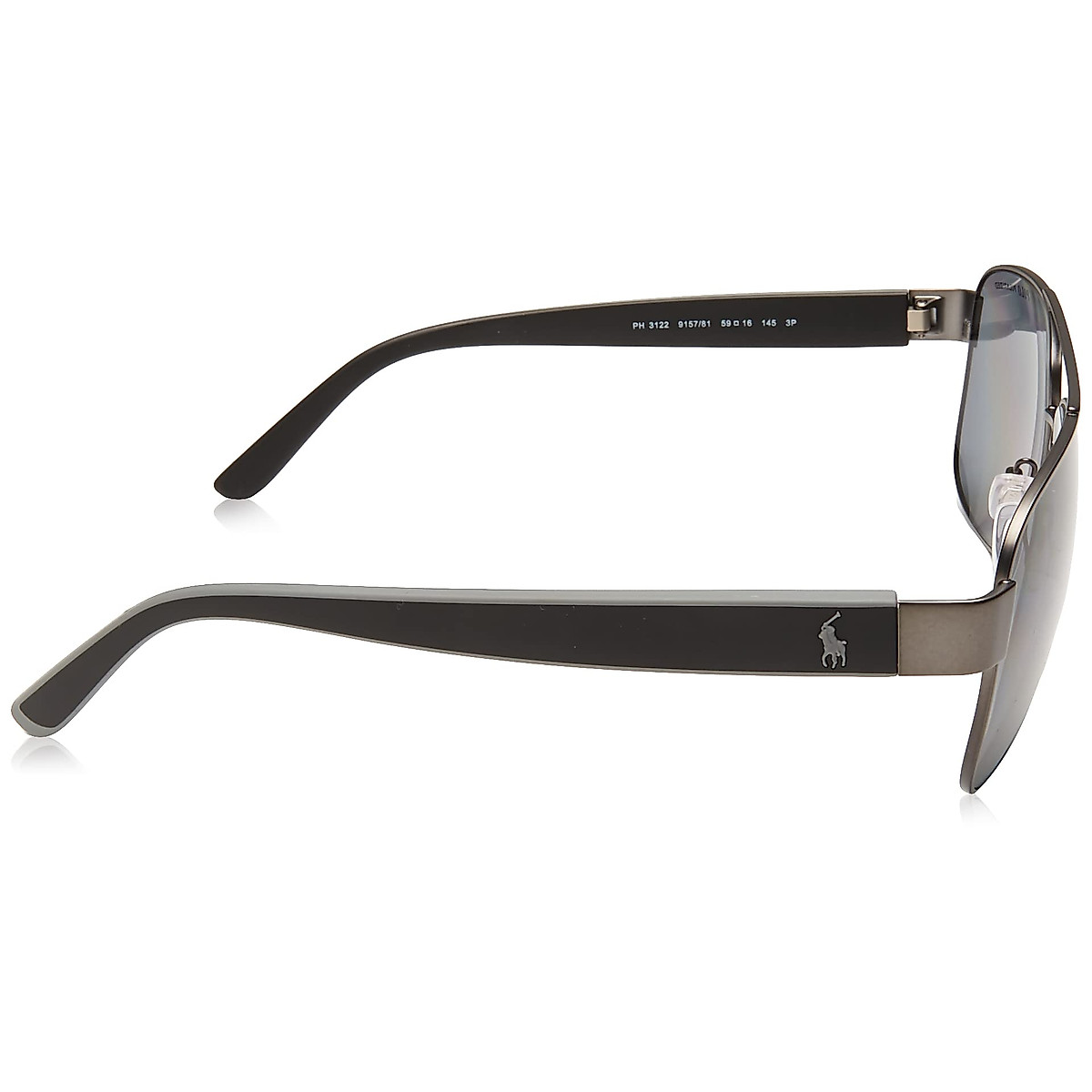 Polo Ralph Lauren Men's PH3122 Aviator Sunglasses, Matte Dark Gunmetal/Grey Polarized, 59 mm