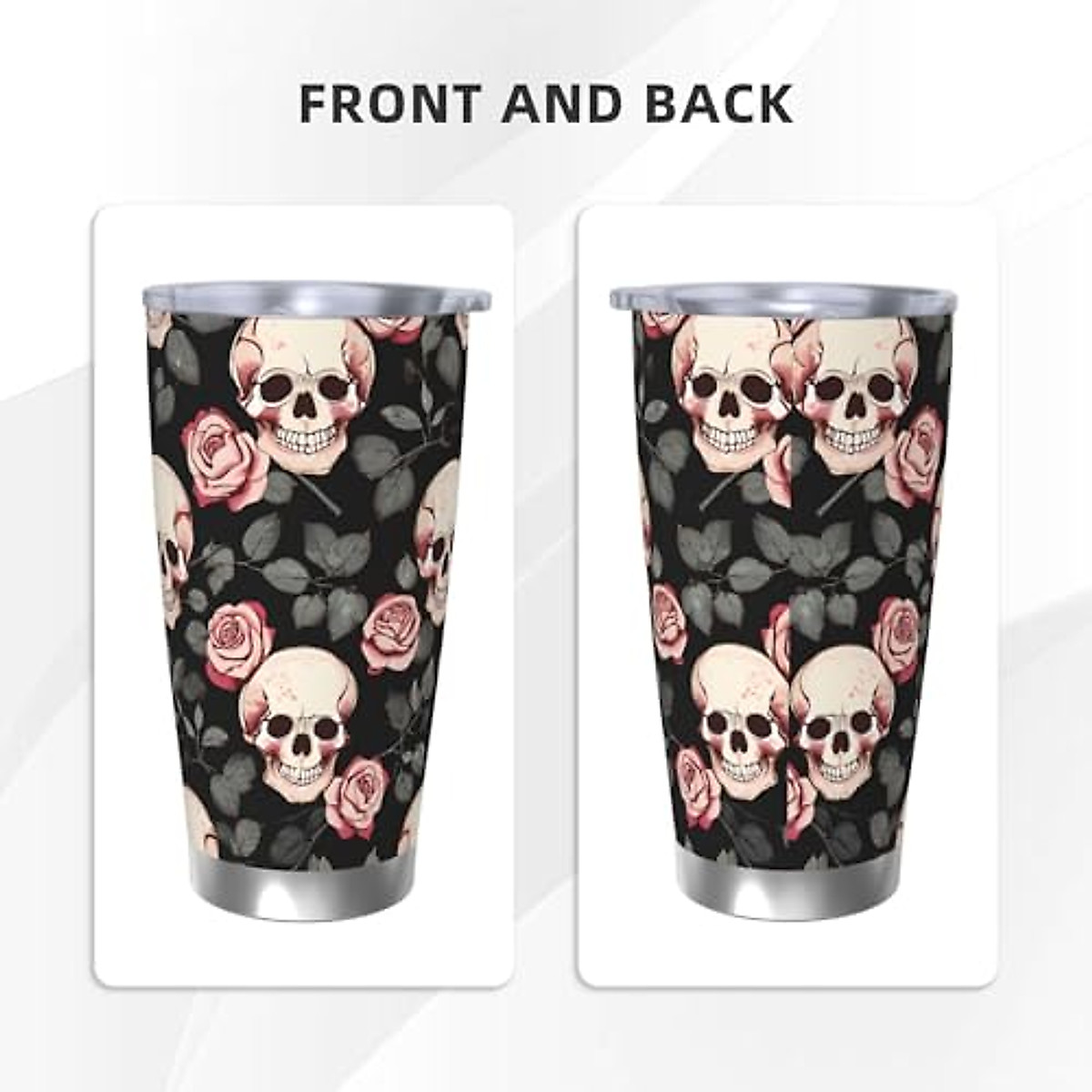 Purple Rose Skull Print 20oz Car Cup Ps Material Lid, Perfect For Hot & Cold Drinks