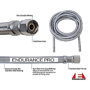 KITCHEN BASICS 101: 241798224 Ice Maker Replacement for Electrolux & Frigidaire Refrigerators 241642511 241798201 241798231 & 10 Foot Universal Ice Maker Flexible Braided Stainless Steel Water Supply