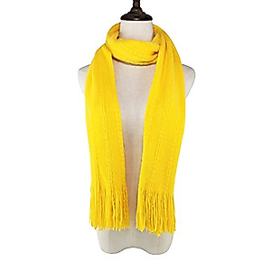 BRUCERIVER Women's Knit Scarf & Glove Set Touchscreen Function Cashmere Feel Cable Design (Lemon Yellow)