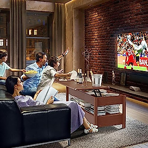 VEELOK Lift Top Coffee Table for Living Room with Hidden Storage Compartment 2 Drawers and Shelf Large Convertible Coffee Table, 43.3" Modern Wood Coffee Table, 445LBS Max Weight, Espresso