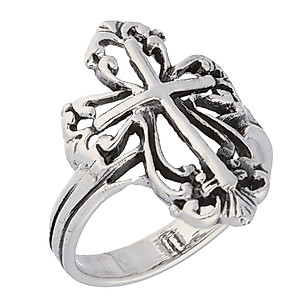 Sterling Silver Victorian Style Open Cross Ring Size 5(Sizes 4,5,6,7,8,9,10)