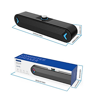 LENRUE Computer Speakers,Wired USB-Powered Sound-bar with 10W Stereo Sound for PC Desktop,Plug-n-Play (A39PRO /Black)