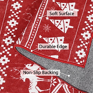RUGSREAL Washable Christmas Area Rug Christmas Tree and Deer Boho Area Rugs Carpet Holiday Decorative Carpet Rug Velvet Foldable Coffee Table Accent Rug Farmhouse Dining Table Rug, 4' x 6'