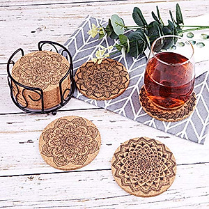 Coasters for Drinks Cork Coasters Absorbent with Holder - (12-Piece Set) Housewarming Gifts for New Home ,Living Room Decor,Apartment Decor