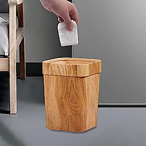 MagiDeal Vintage Wood Grain Trash Can Waste Paper Basket Large Rubbish Bin Wastebasket Garbage Basket for Living Room Indoor Farmhouse Kitchen, A