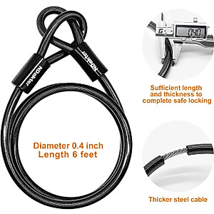 NDakter Bike U Lock, Heavy Duty Anti Theft Bicycle Locks Cable for Ebike, 18mm Shackle, 6FT Length High Security Cable with 3 Keys for Electric Scooter, Motorcycle, Bicycles,Outdoor Equipment