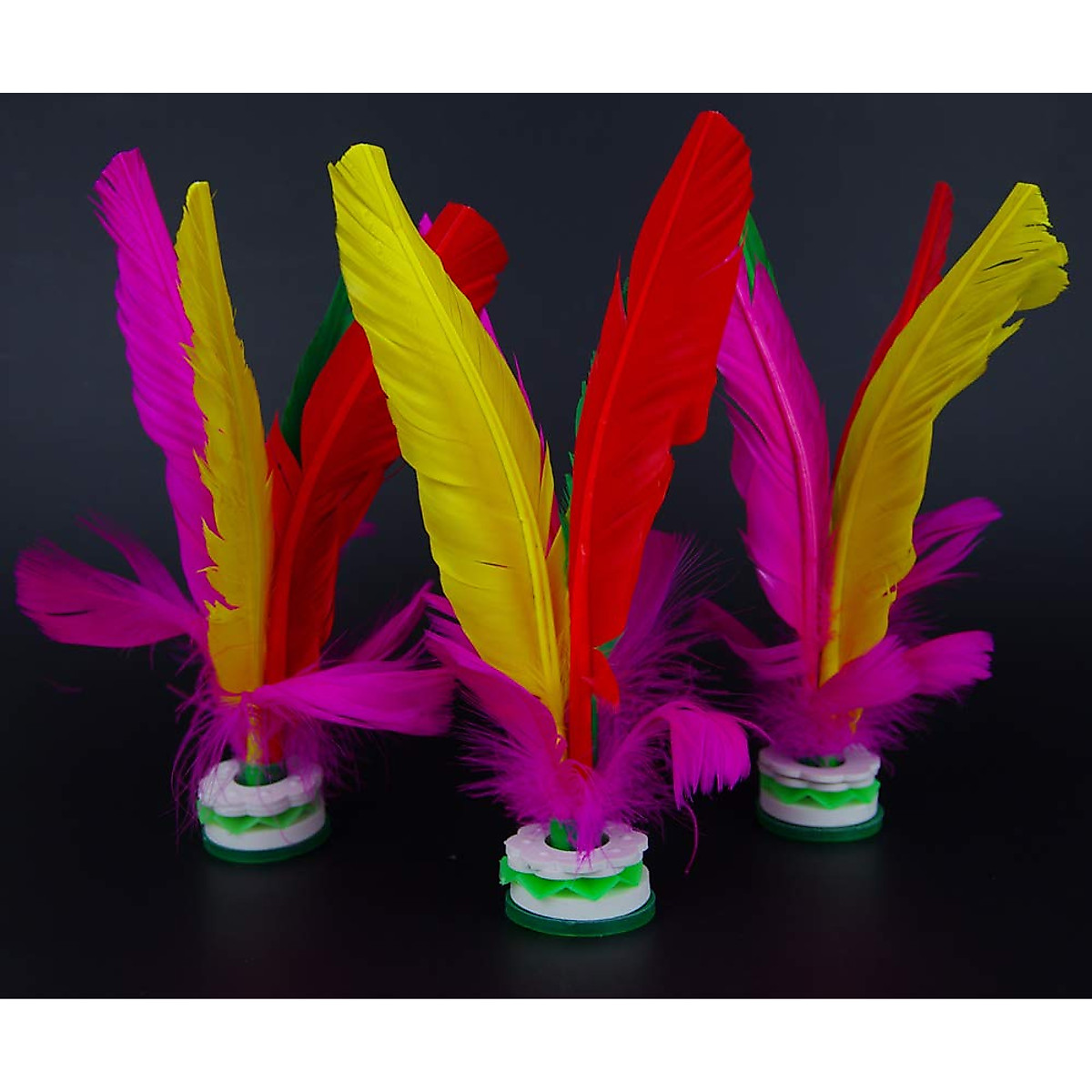 Jianzi 3 Pack Chinese Jianzi Kick Shuttlecock Colorful Feather Foot Sports Outdoor Toy Game