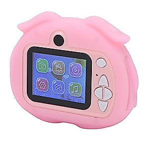 Mini Kids Camera, Specially Made Kids Camera Music Playback USB Interface 27 Head Stickers Built in 400mAh Battery for Picnic for Girls(Pink)