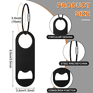 60 Pieces Stainless Steel Flat Bottle Opener with Keychain 3.5 x 1.3 Inches Beer Bottle Opener Flat Bottle Cap Opener with Keyring for Men Women Bartender Kitchen Bar Restaurant, Black