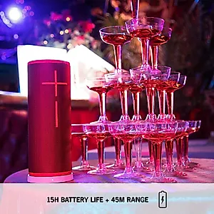 Ultimate Ears Boom 3 Wireless Bluetooth Speaker, Bold Sound + Deep Bass, Bluetooth, Magic Button, Waterproof, 15 Hours Battery, Range of 150 ft - Ultraviolet Purple (Renewed)