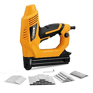 Hoteche 18GA 2-in-1 Electric Brad Nailer/Stapler 19/32-Inch to 1-1/4 Inch Staple Gun Power Adjustable Nail Gun with 2000Pcs Brad Nails& Staples for Home Upholstery and Woodworking