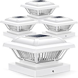 LETMY Solar Outdoor Cap Lights, 4 Pack Solar Powered Fence Post Lights, High Brightness Waterproof for 4x4, 4.5x4.5, 5x5 Posts Fence Deck Patio Garden Decoration
