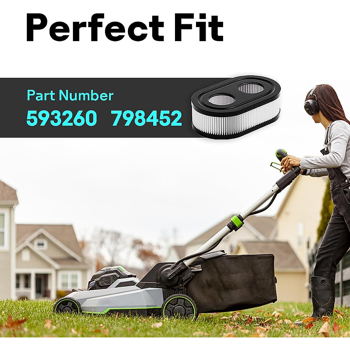 HGKMQ Briggs and Stratton Air Filter 593260, Lawn Mower Air Cleaner Replacement Filters for 593260 798452 334404,500EX 550EX 575EX 625EX 675EXI 725EXI Briggs and Stratton Air Filter (2PCS)