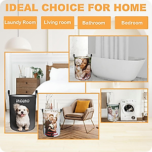 Custom Laundry Hamper Personalized Laundry Basket With Name Customized Dirty Clothes Storage Basket for Bathroom Living Room Bedroom Collapsible with Handles Gifts for Boys Girls Women Men (S)