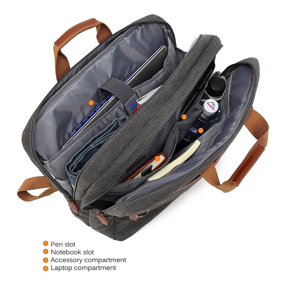 CoolBELL Convertible Backpack Shoulder bag Messenger Bag Laptop Case Business Briefcase Leisure Handbag Multi-functional Travel Rucksack Fits 17.3 Inch Laptop For Men / Women / Travel (Canvas Black)