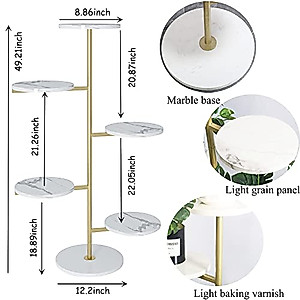 HAINARverS Gold Metal Plant Stand Indoor outdoor, marble 5Tier H49inch Tall Planter Stand Corner Flower Pot Holder multiple Shelves Plant Display for Patio Garden Living Room（5Tier Gold）