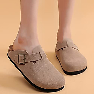 guoluofei Clogs for Women, Womens Clogs- Mules House Slipers with Arch Support and Adjustable Buckle Brown