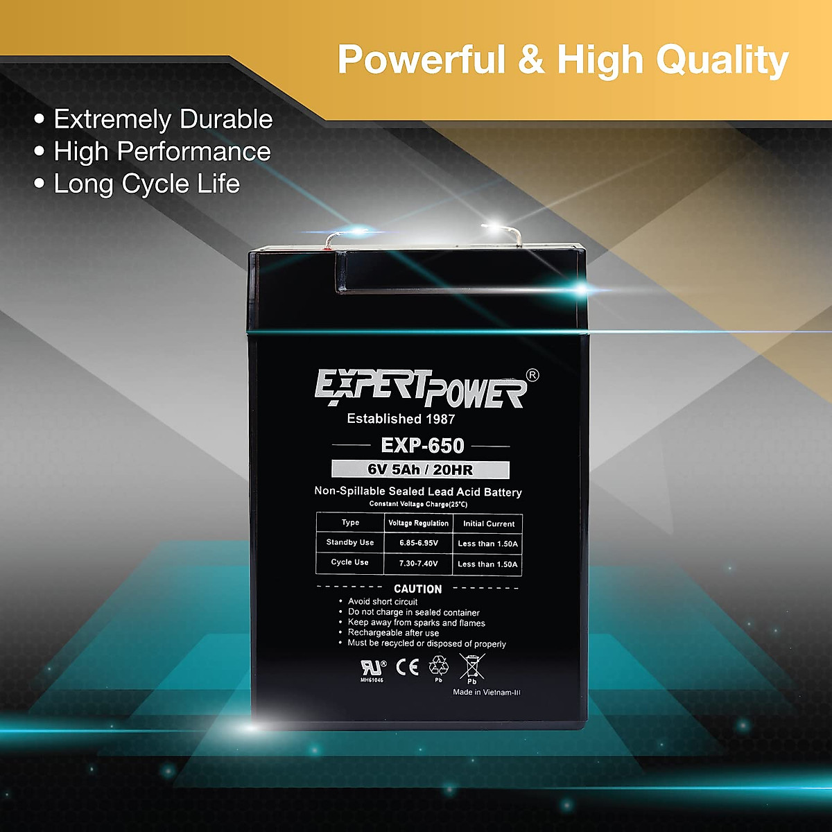 ExpertPower 6V 5Ah SLA Rechargeable Battery - 2 Pack