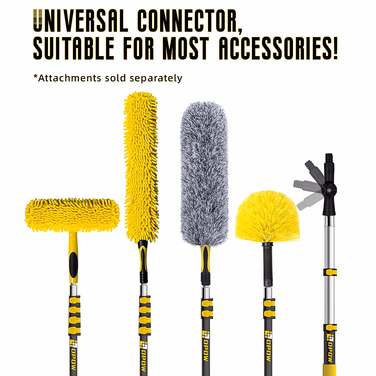 Opow Good Grip Wall-Mounted Mop and Broom Holder Storage Organizer Cleaning Tools Hanger for Kitchen Garden Laundry Room and Garage (4 slots, 5 hooks)