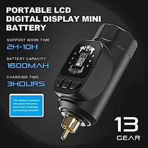 Tattoo Kit-HAWINK Wireless Rotary Tattoo Gun Machine with Wireless Tattoo Power Supply LCD digital 3.7V Lithium Battery 1600mAh Tattoo Battery 1Pcs 7 inks HWP6KITP155-1