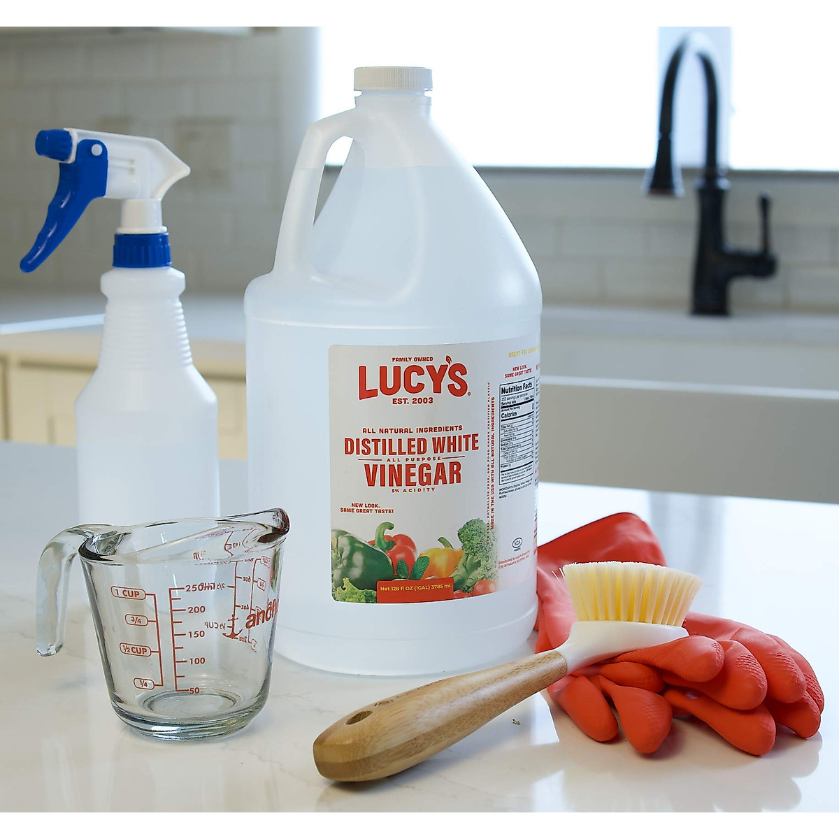 Lucy's Family Owned - Natural Distilled White Vinegar, 1 Gallon 128oz. (Pack of 2)