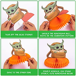 9PCS Baby Yoda Honeycomb Centerpieces, Baby Yoda Table Topper for Birthday Party Decoration, Star War Baby Table Topper Centerpieces, Baby Shower Cake Topper Table Decorations