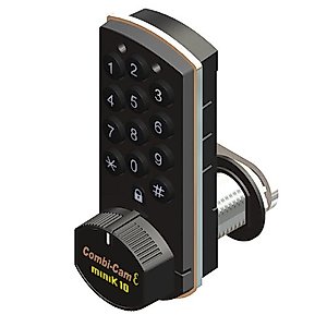 FJM Security Products Combi-Cam E, 7910-K10, Electronic Cabinet Lock, Black Finish, Small