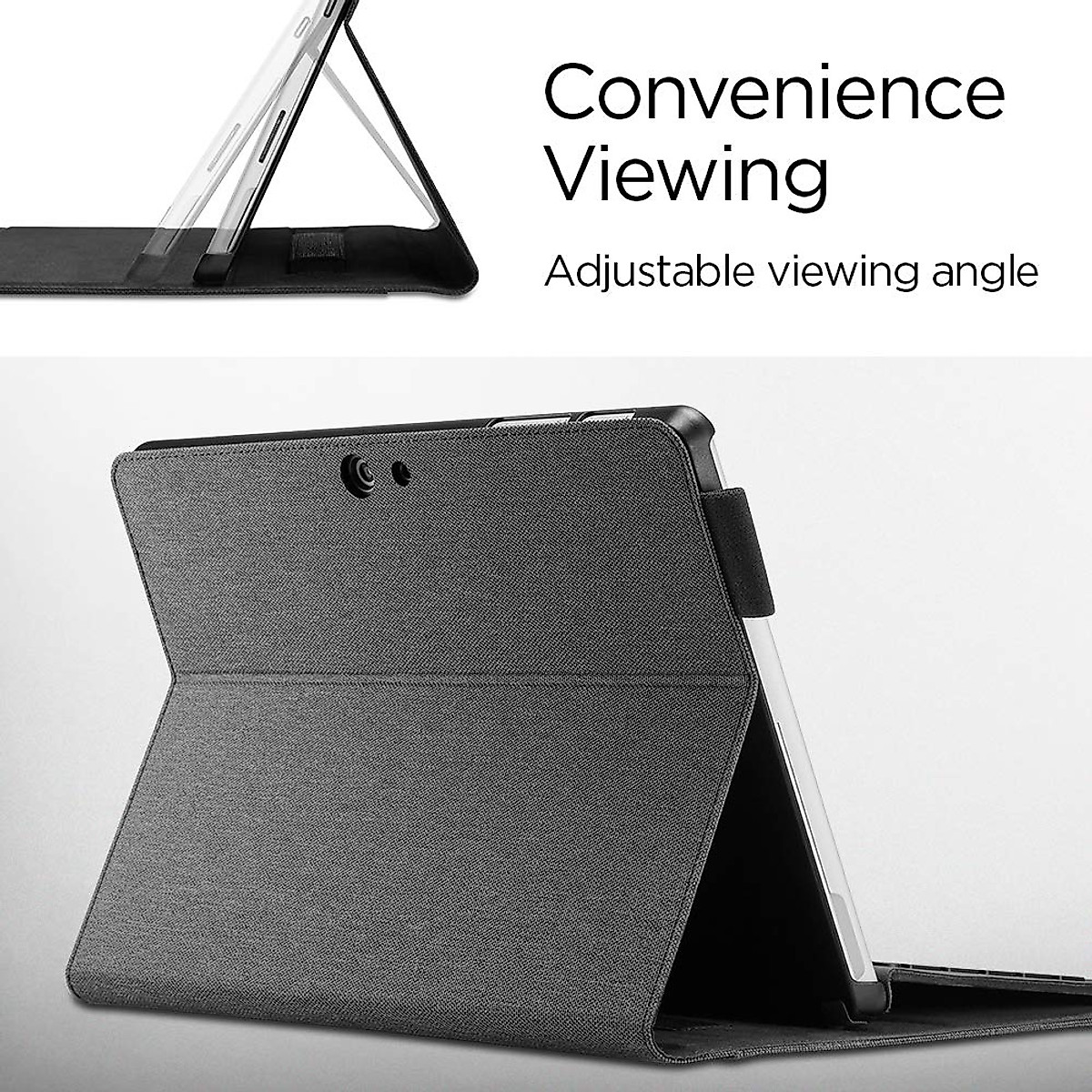 Spigen Stand Folio Designed for Microsoft Surface Go 4 Case (2023) / Surface Go 3 Case (2021) / Surface Go 2 Case (2020) / Surface Go Case (2018) with Pen Holder - Charcoal Gray