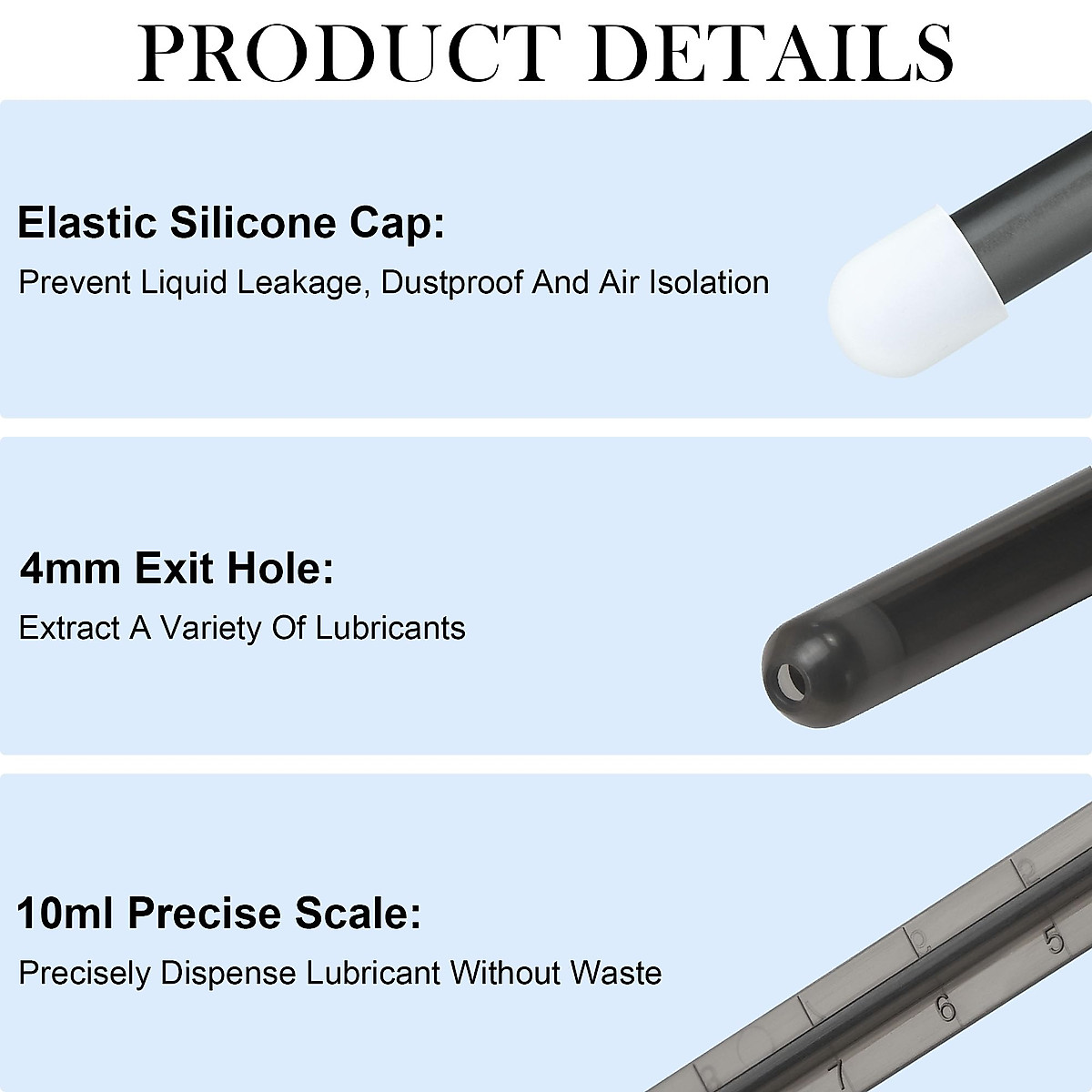 [2 Pack+Storage Bag]lube applicator for Women,Men,Precision Female Lubricant Tube applicator with [10ml Precision Markings][Easy use/Clean][Reusable][Silicone][no Disposable]