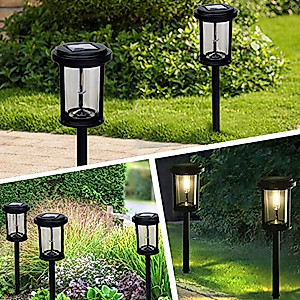 RM Family Waterproof Led Solar Outdoor Lights - Auto On/Off Solar Garden Lights Large Capacity Battery Long-Lasting Solar Pathway Lights High Brightness Driveway Lights 4 Packs