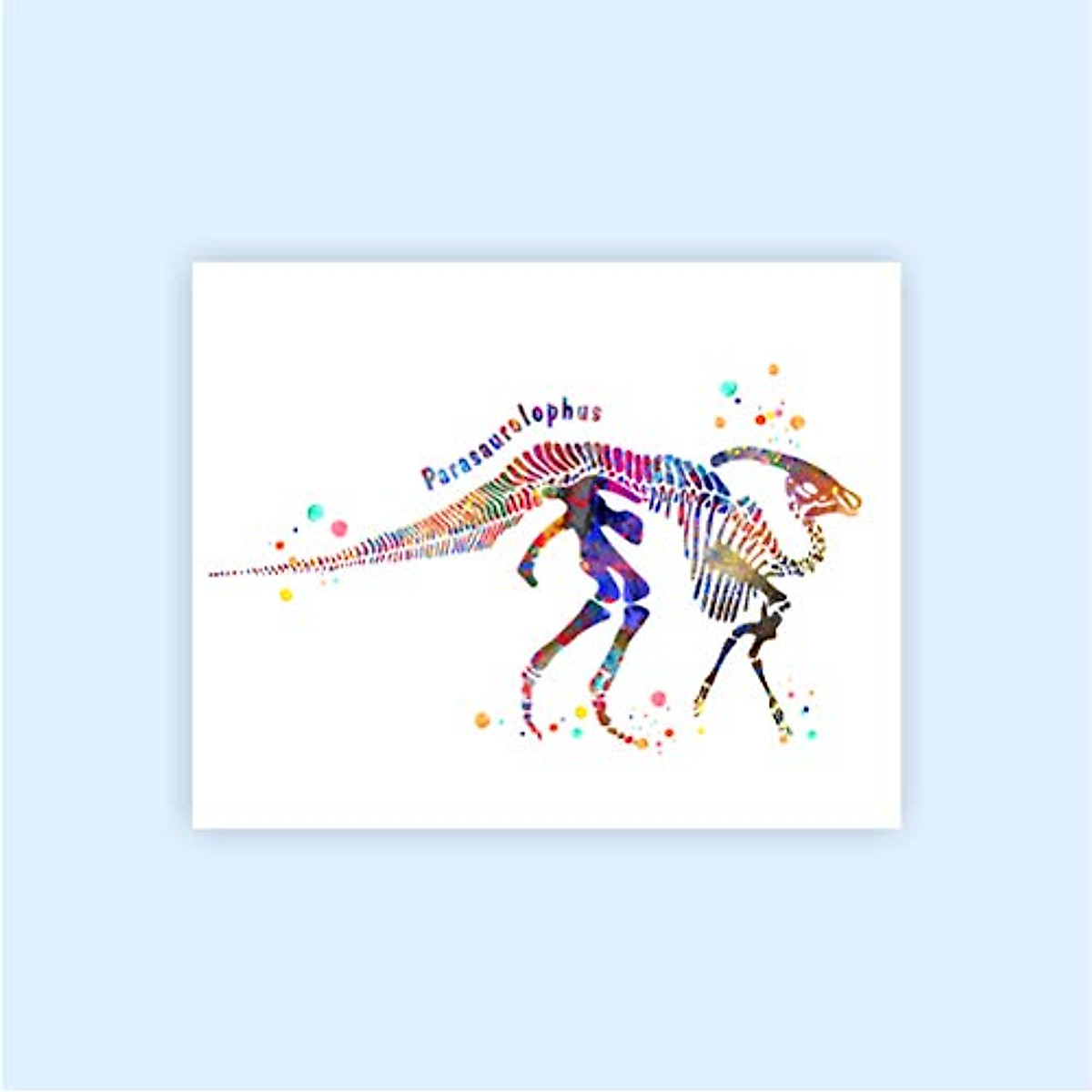 Dignovel Studios Unframed (Set of 6) 8X10 T Rex Stegosaurus Triceratops Pterodactylus Parasaurolophus Spinosaurus Watercolor Dinosaur Skeleton Nursery Decor dnc2