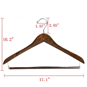 Quality Hangers Wooden Hangers Beautiful Sturdy Suit Coat Curved Hangers Great for Travelers Heavy Duty Hanger with Locking Bar - Retro Finish (5)