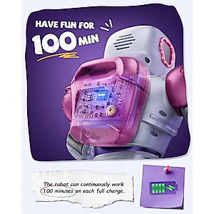 Ruko 1088 Smart Robot Toys for Kids, Large STEM Programmable Interactive RC Robot with Voice Control, App Control, Gifts for Boys & Girls Age 4 5 6 7 8 9, Pink