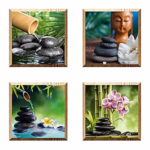 3D-Mirage 4 PC Pack Art Magic Peel and Stick 3D Vinyl Removable Wall Sticker Decals DIY Sticky Backsplash, Zen Garden Stone 4008-MI