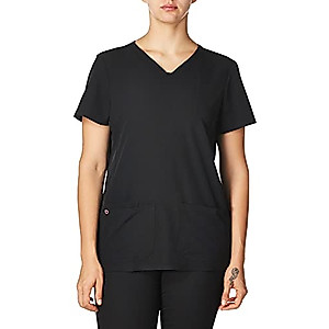 HeartSoul Women's Pitter-Pat V-Neck Scrubs Shirt, Black, Medium