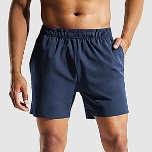 Haimont Men's Athletic Shorts with Pockets 5” Running Workout Gym Sports Training Exercise Shorts, No Liner Dark Blue, XL