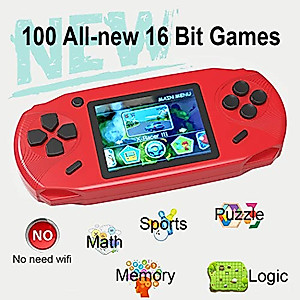 Beijue 16 Bit Handheld Games for Kids Adults 3.0'' Large Screen Preloaded 100 HD Classic Retro Video Games USB Rechargeable Seniors Electronic Game Player Birthday Xmas Present (Red)