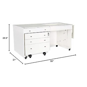 Arrow K8811 Kangaroo Sewing Cabinet for Sturdy Sewing, Cutting, Quilting, and Crafting with Joey II 3 Drawer Storage Cabinet, Portable with Wheels, White Ash Finish
