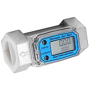 Hilitand Mini Digital Turbine Flowmeter Kerosene Gasoline Fuel Meter 15-120L 1.5inch NPT Blue