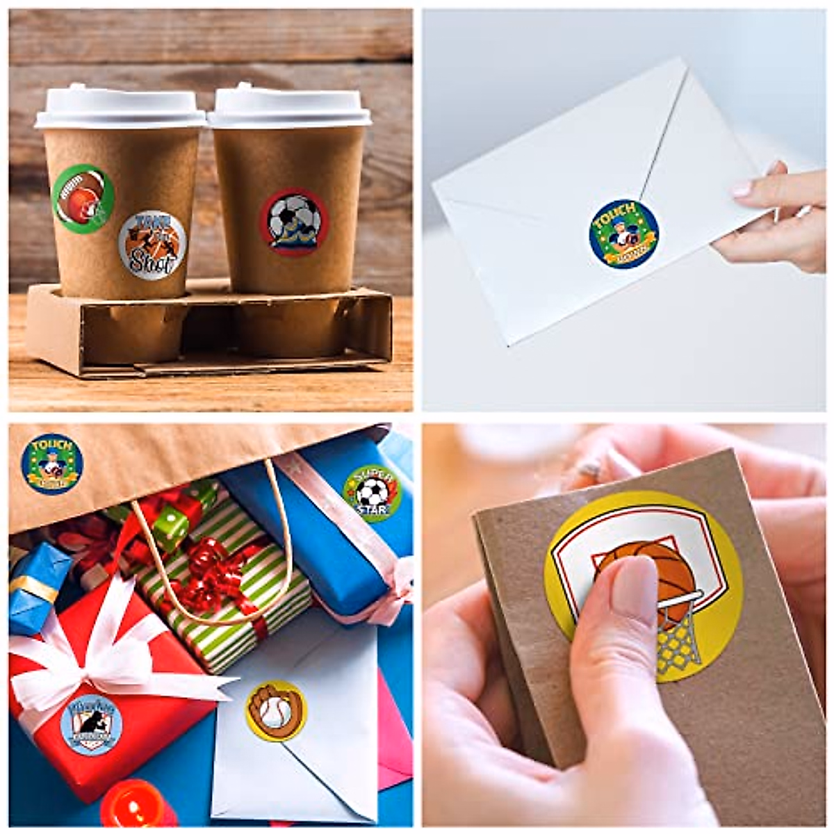 500 Pcs Sports Roll Stickers for Laptop Scrapbook Skateboard Luggage Helmet, Football Soccer Baseball Basketball Decals School Rewards for Kids Teens Adults Party Favors 8 Designs (Mixed Balls)