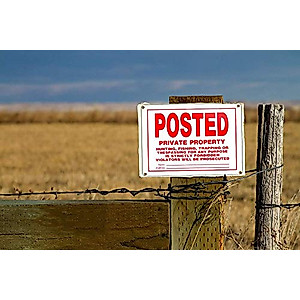 Posted No Trespassing Signs Private Property Mate No Hunting Sign 10x14 Inch Rust Free Aluminum,UV Ink Printing,Indoor or Outdoor Use(4 Pack)