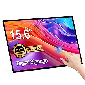 AYSTekMann 15.6'' Indoor Interactive LCD Digital Signage Display Commercial Advertising Kiosk Smart Video Media Player Ultra Thin 5G WiFi All in One Android Capacitive Touch Screen