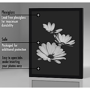 Americanflat 11x14 Picture Frame with Polished Plexiglass - Set of 5 - Galleria Collection - Gallery Wall Frame Set for Wall Display - Black