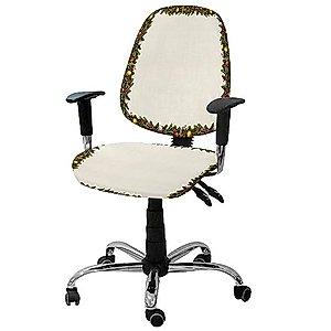 Stretch Printed Computer Office Chair Covers,Merry Christmas Tree Evergreen Trees Candy Cane Pine Cone Split Protective Desk Rotating Chair Slipcovers, Removable Spandex Chair Protector Cover
