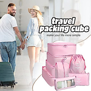 16 Set Packing Cubes Luggage Organizer Bags Travel Suitcases Organizers Luggage Cubes with Toiletry Bag and Shoes Bag (Pink, Gray)